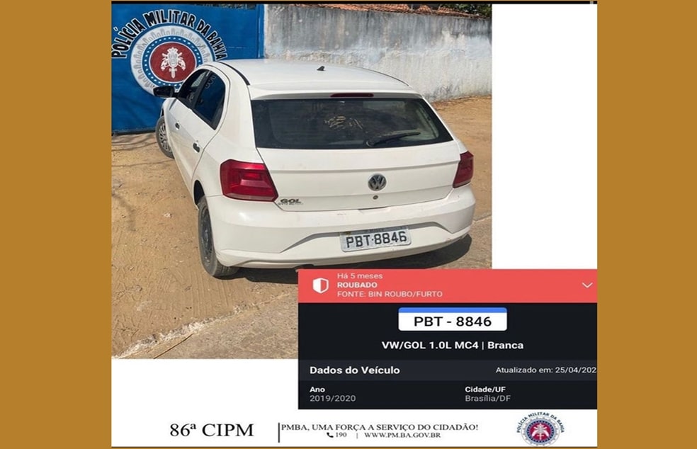 PM de Santa Rita de Cássia recupera carro roubado há 5 meses