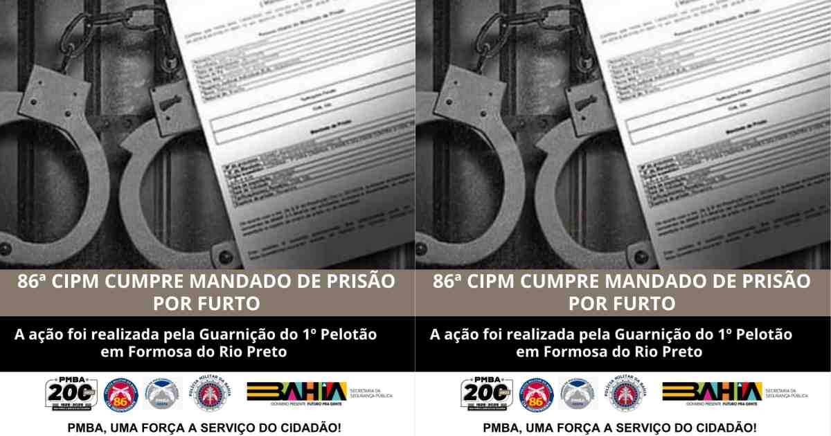 PM cumpre mandado de prisão em Formosa do Rio Preto